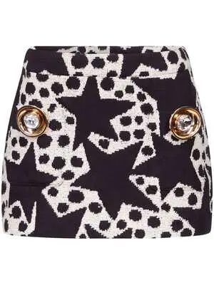 AREA Crystal Medallion Jacquard Miniskirt