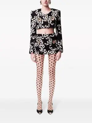 AREA Crystal Medallion Jacquard Miniskirt