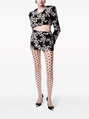 AREA Crystal Medallion Jacquard Miniskirt