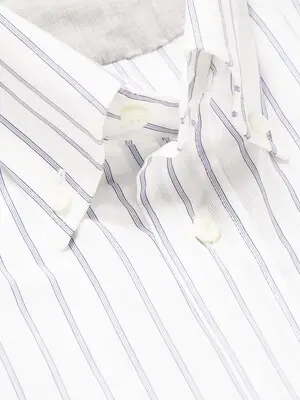 Brunello Cucinelli Button-down Collar Striped Cotton Shirt