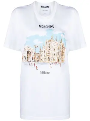 Moschino Illustration-print Organic Cotton T-shirt - White