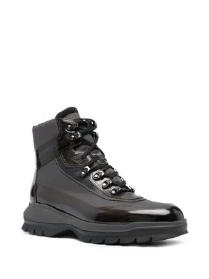 Santoni Panelled-design Lace-up Hiking Boots