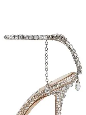 JIMMY CHOO Saeda 100 Pumps With Crystal Embellishment And Anklet - Gold