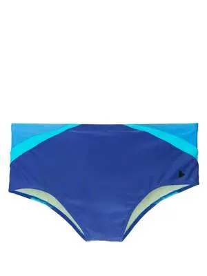 AMIR SLAMA Logo-appliqué Striped Swim Shorts - Blue