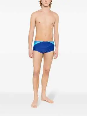 AMIR SLAMA Logo-appliqué Striped Swim Shorts - Blue