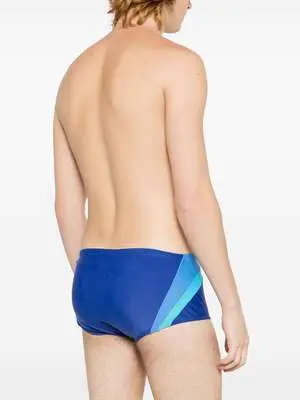 AMIR SLAMA Logo-appliqué Striped Swim Shorts - Blue