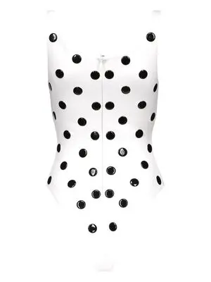 AREA Polka Dot-appliqué Bodysuit