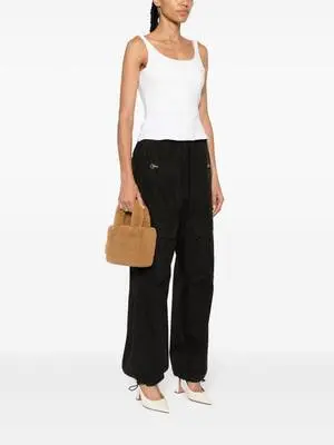 Amina Muaddi Amini Giuly Shearling Tote Bag - Brown