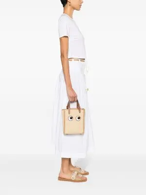 ANYA HINDMARCH Eyes-embroidered Raffia Tote Bag - Neutrals
