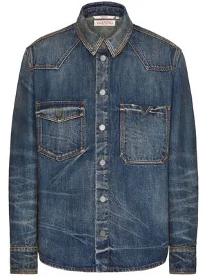 Valentino Garavani V-detail Denim Shirt - Blue