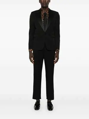Saint Laurent Tuxedo Jacket In Grain De Poudre - Black