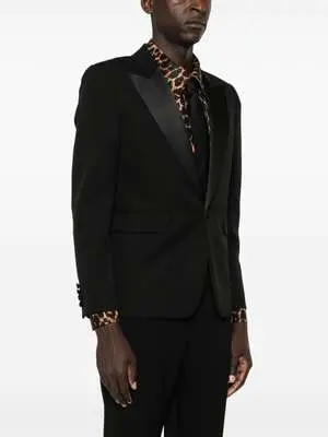 Saint Laurent Tuxedo Jacket In Grain De Poudre - Black