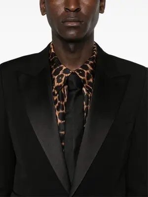 Saint Laurent Tuxedo Jacket In Grain De Poudre - Black