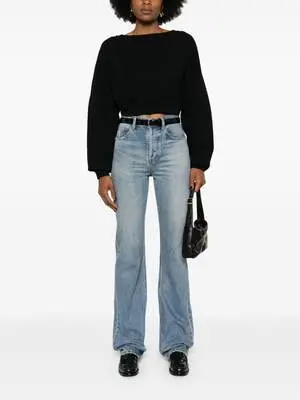 Saint Laurent Cropped Cotton Sweatshirt - Black