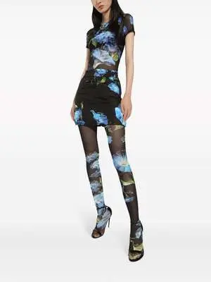 Dolce & Gabbana Floral-print High-waisted Miniskirt
