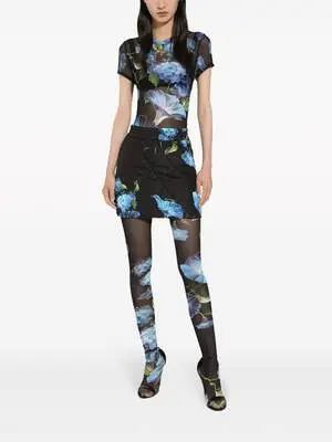 Dolce & Gabbana Floral-print High-waisted Miniskirt