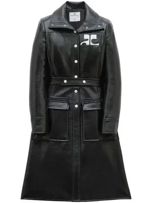 COURREGES Logo-patch Trench Coat - Black