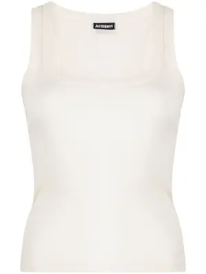 Jacquemus Gros Grain Cotton Tank Top - Neutrals