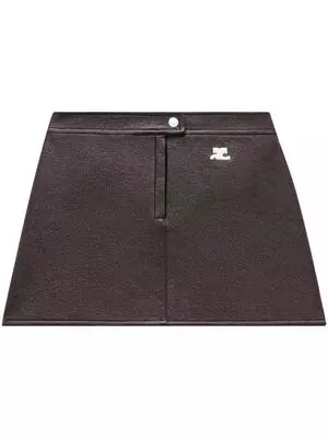 COURREGES Logo-patch Vinyl Mini Skirt - Brown