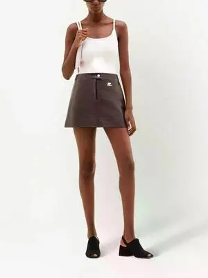 COURREGES Logo-patch Vinyl Mini Skirt - Brown