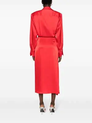 David Koma Satin Wrap Midi Dress