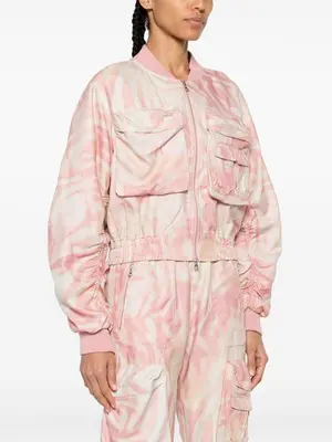 DIESEL® Abstract-print Cropped Bomber Jacket - Pink