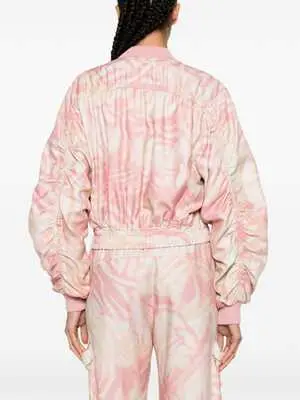 DIESEL® Abstract-print Cropped Bomber Jacket - Pink