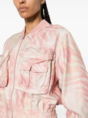 DIESEL® Abstract-print Cropped Bomber Jacket - Pink