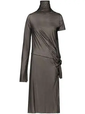 MAISON MARGIELA Asymmetric Ruched Midi Dress - Black