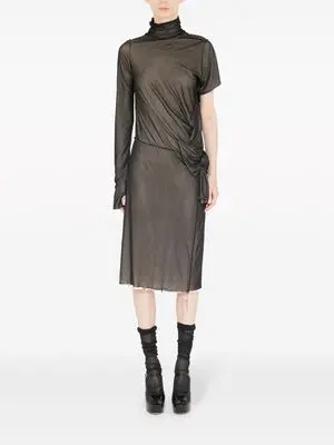 MAISON MARGIELA Asymmetric Ruched Midi Dress - Black
