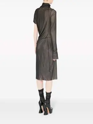 MAISON MARGIELA Asymmetric Ruched Midi Dress - Black