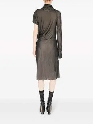 MAISON MARGIELA Asymmetric Ruched Midi Dress - Black