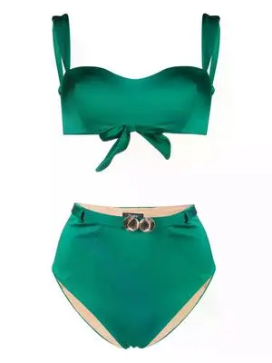 NOIRE SWIMWEAR Seashell-charm Bikini Set - Green