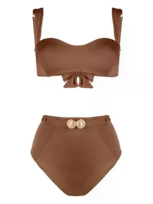 NOIRE SWIMWEAR Seashell-motif Bandeau Bikini Set - Brown