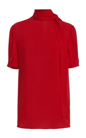 Valentino Garavani High Neck Silk Georgette Top