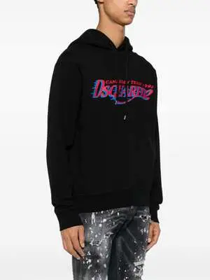 Dsquared2 Logo Print Cotton Hoodie - Black