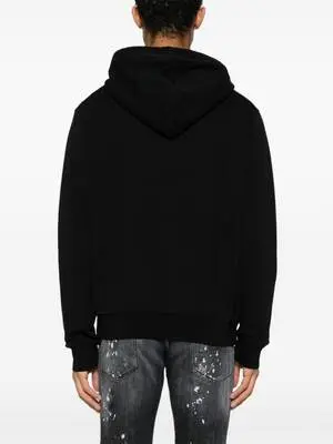 Dsquared2 Logo Print Cotton Hoodie - Black