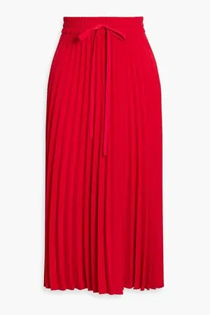 Red Valentino Pleated Crepe Midi Skirt - Red
