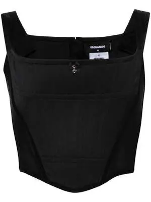 Dsquared2 Mesh-paneled Corset Top - Black