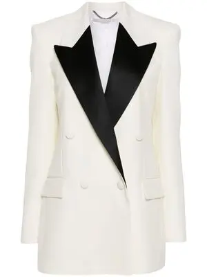 Stella McCartney Contrasting-panel Double-breasted Blazer - Neutrals