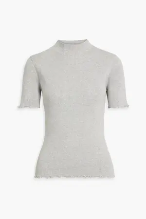 3.1 Phillip Lim Cutout Metallic Ribbed-Knit Top - Silver