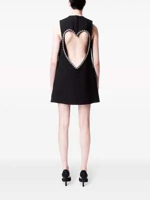 AREA Crystal-embellished Heart Mini Dress - Black