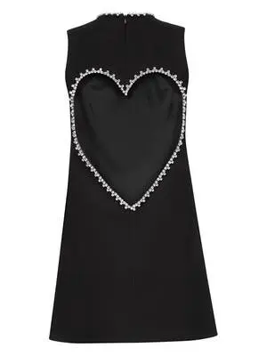 AREA Crystal-embellished Heart Mini Dress - Black