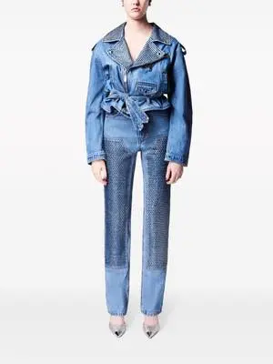 AREA Crystal-embellished Straight-leg Jeans