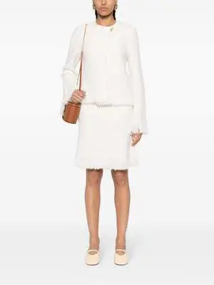 Chloé Frayed-detail Bouclé Tweed Jacket - Neutrals