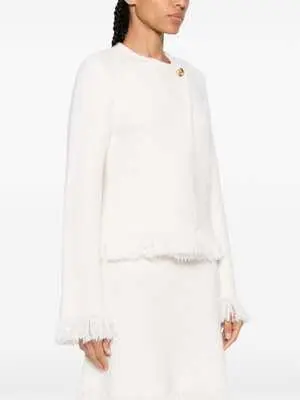 Chloé Frayed-detail Bouclé Tweed Jacket - Neutrals
