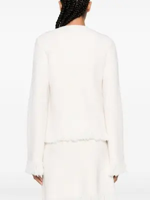 Chloé Frayed-detail Bouclé Tweed Jacket - Neutrals