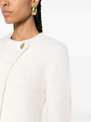 Chloé Frayed-detail Bouclé Tweed Jacket - Neutrals