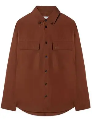 Off-White Ow Emb Cotgab Milit Shirt - Brown