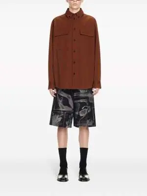Off-White Ow Emb Cotgab Milit Shirt - Brown